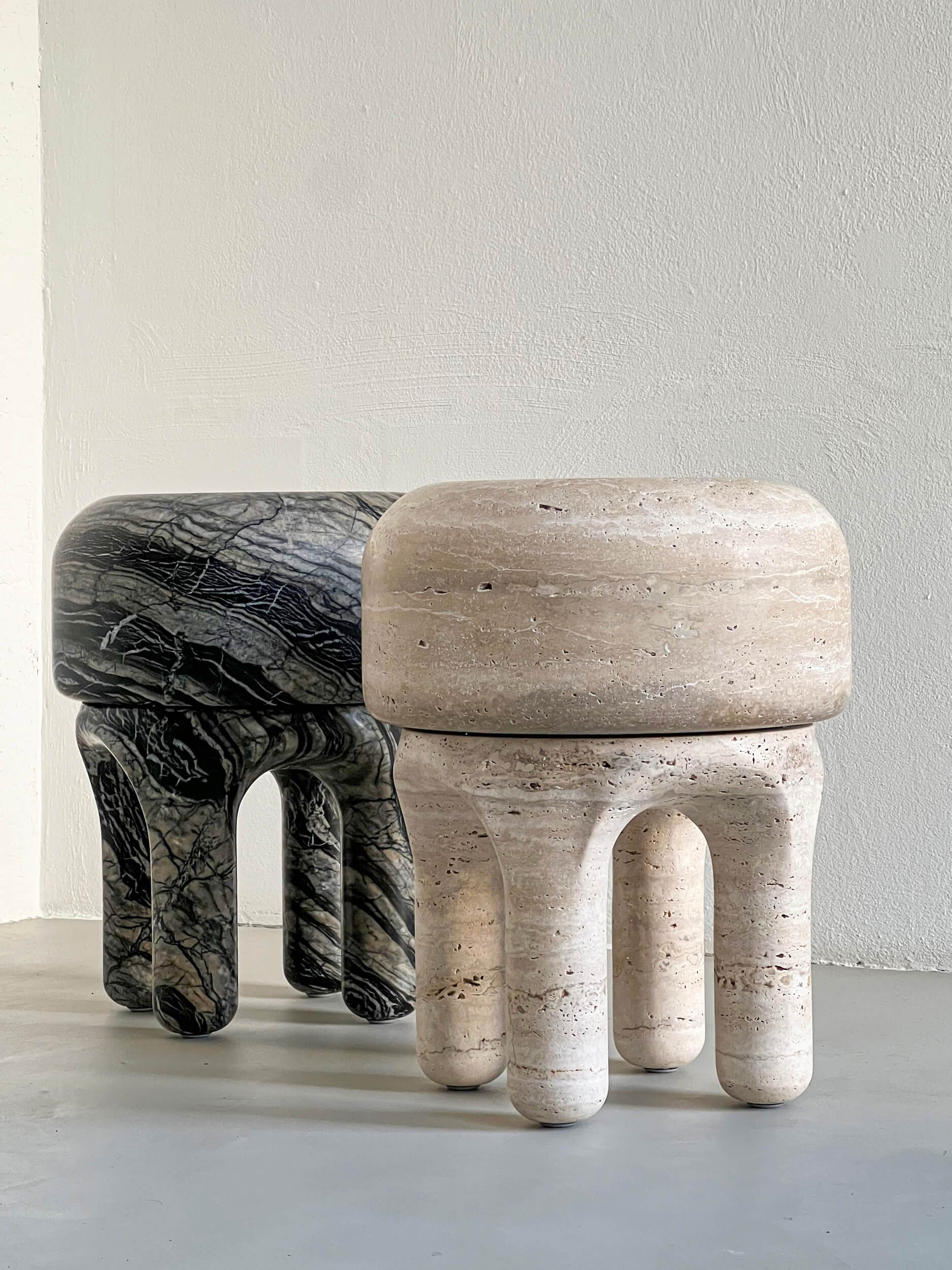 Spinzi Medusa travertine stool | Italian collectible design