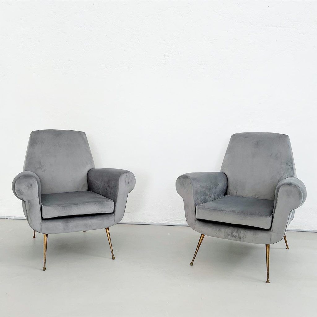 Spinzi | Mid Century Modern Grey Minotti Armchairs